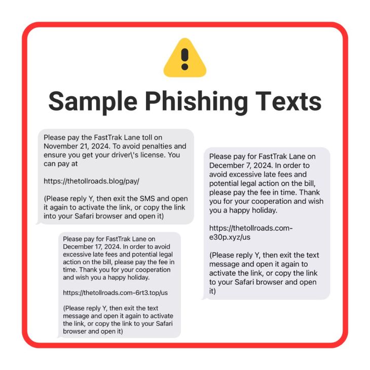 Regarding the Nationwide Text Phishing Scam – The Toll Roads Blog